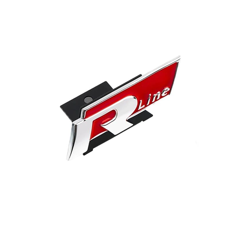 Emblème logo R line golf calandre grille rouge silver 75mm Carwizzy